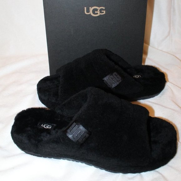 UGG | Shoes | Nib Mens Ugg Fluff You Shearling Slip On Slippers Black | Poshmark